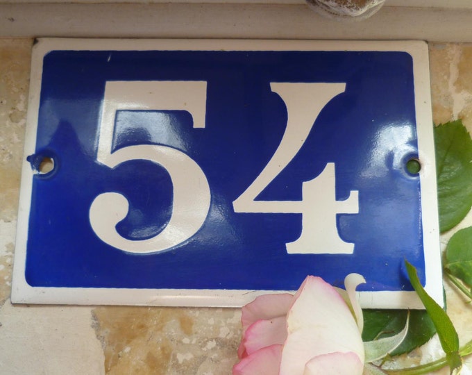 Vintage French House Number 54 Sign Blue and White Enamel - Etsy