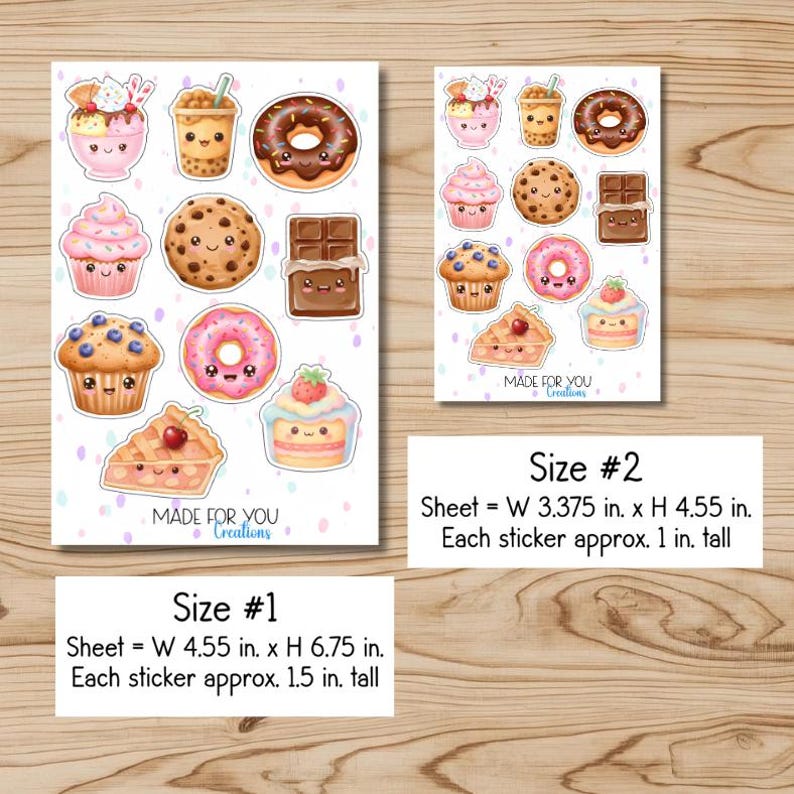 Foodie Kawaii Sweet Treats Sticker Sheet - Water Resistant Vinyl Decals ...