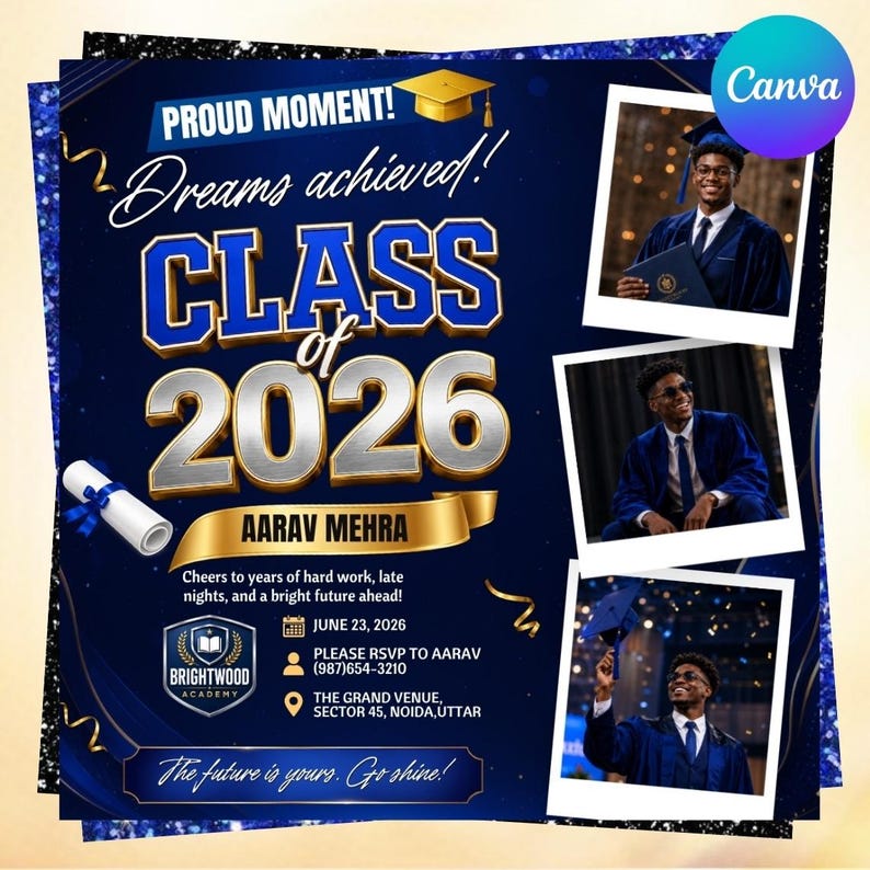 Class of 2026 Graduation Invitation Template, Editable Graduation ...