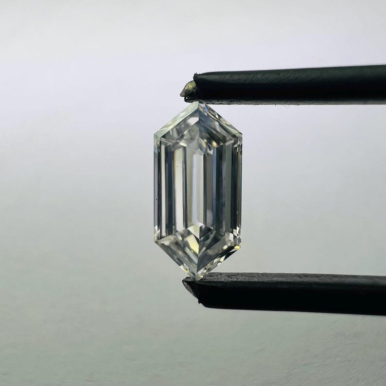 0.88ct, VVS2, Hexagon Cut Lab Grown Diamond, Fancy G Color, Wedding ...