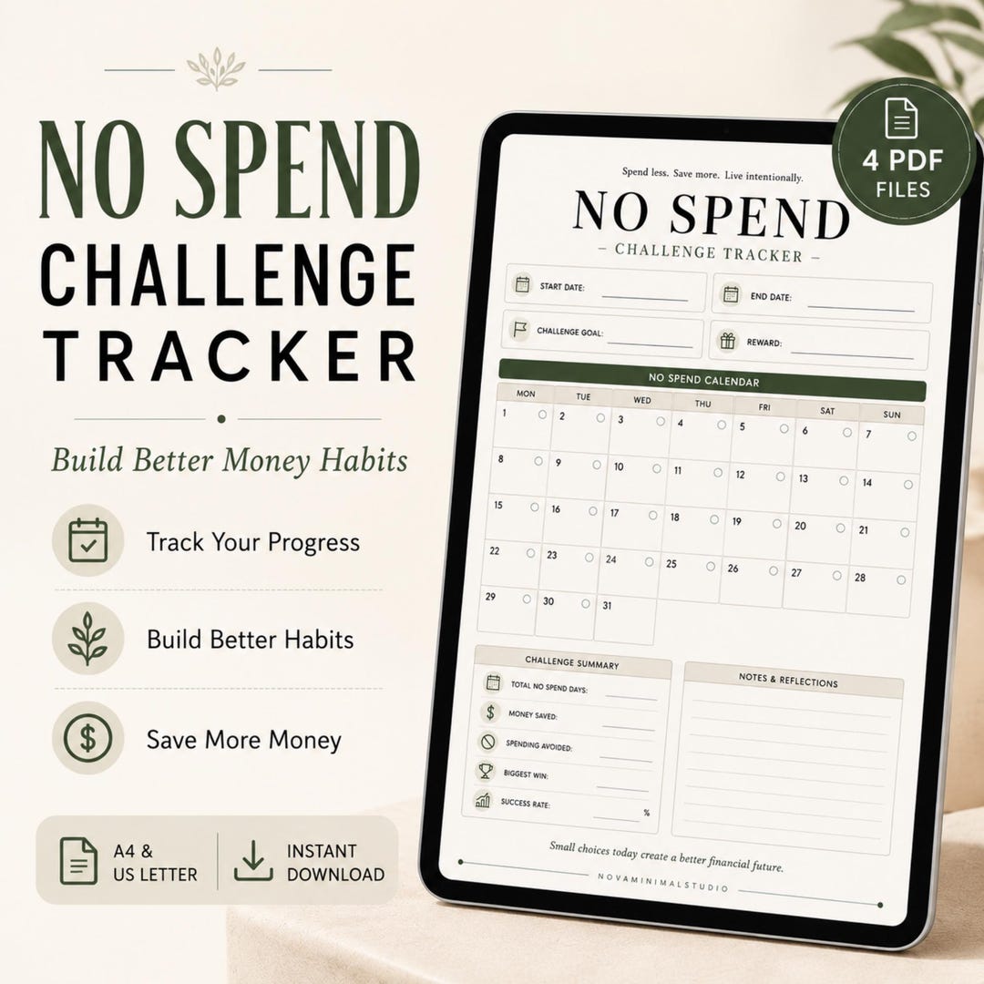 No Spend Challenge Tracker Printable | No Spend Month Planner | Money ...