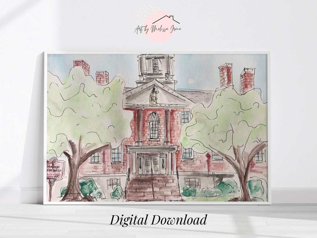 Morris County Courthouse Wall Art | Digital Download, Watercolor Sketch ...