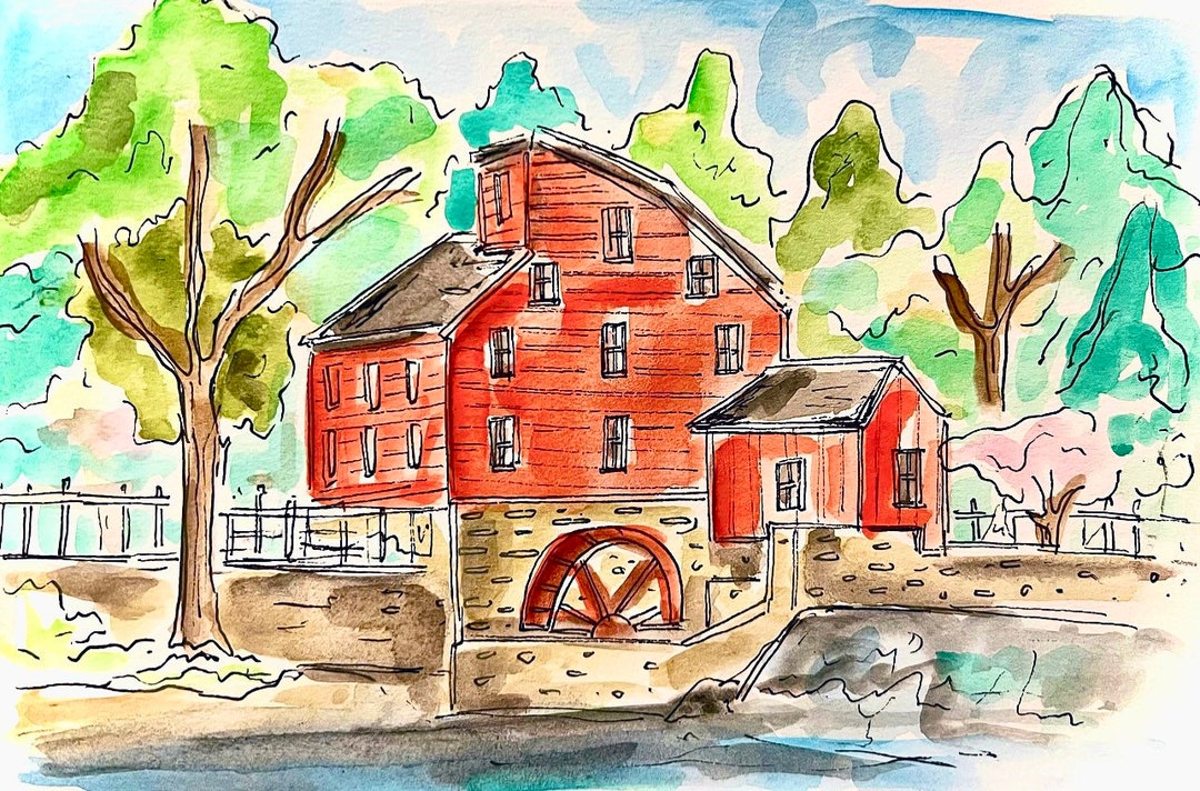 Art Print of the Red Mill in Clinton, NJ - Etsy