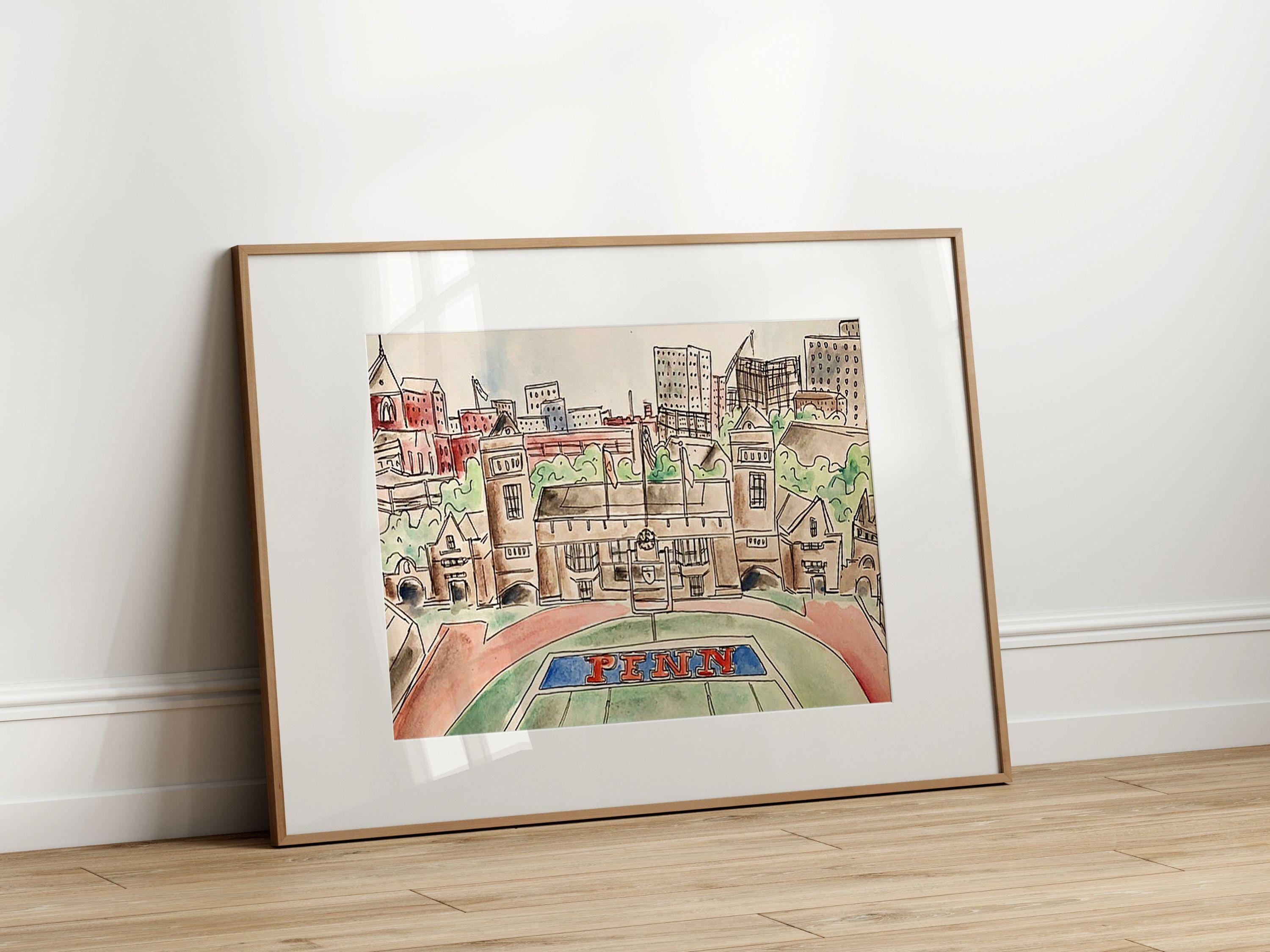 Penn Football Stadium Wall Art | Digital Download, Watercolor Sketch ...