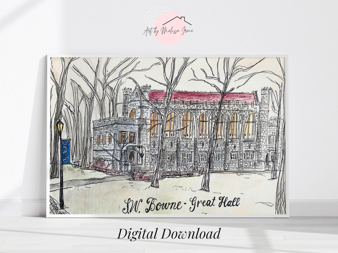 Drew University, S.W Bowne Great Hall Wall Art | Digital Download ...