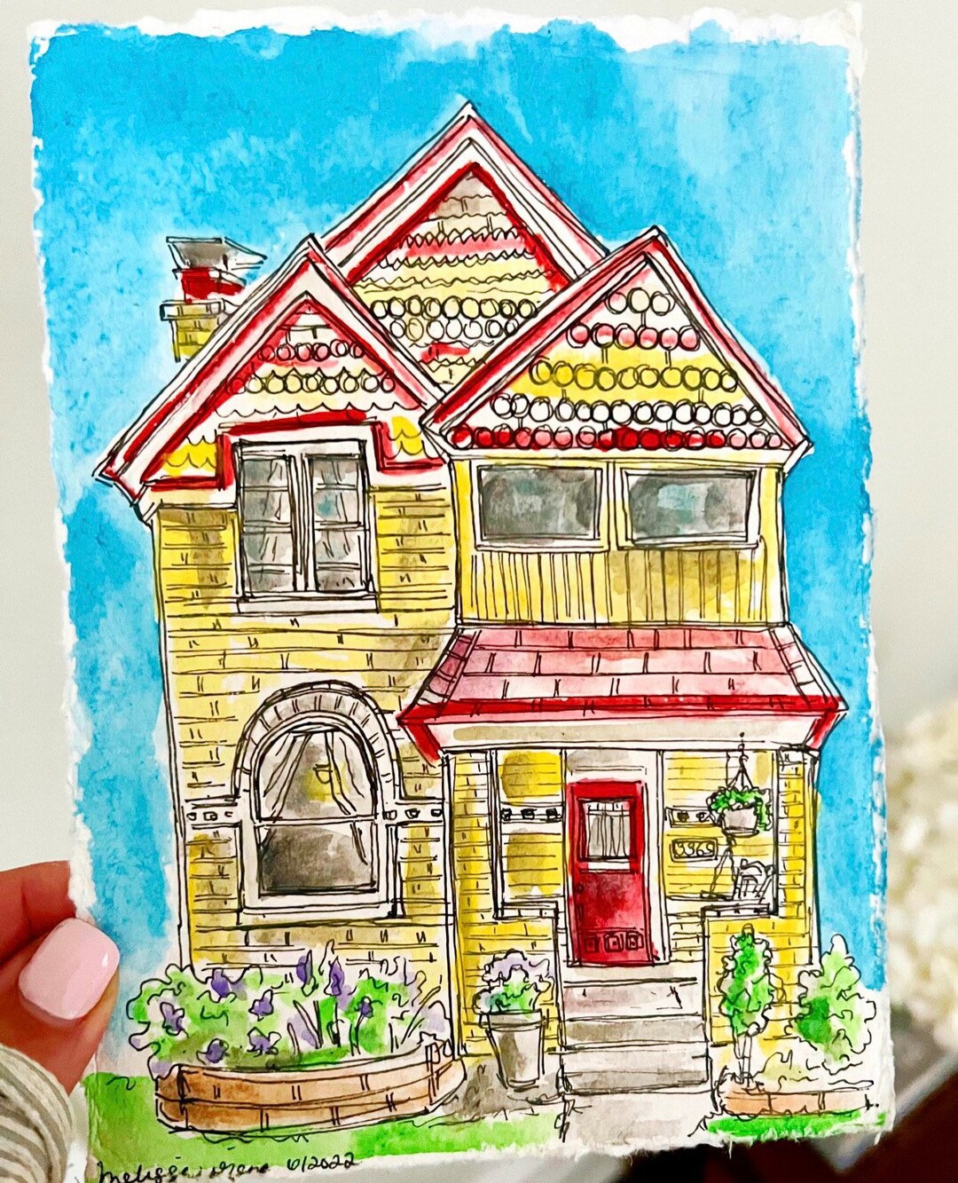 Mini Home Portrait Painting, Custom House Illustration, Housewarming ...