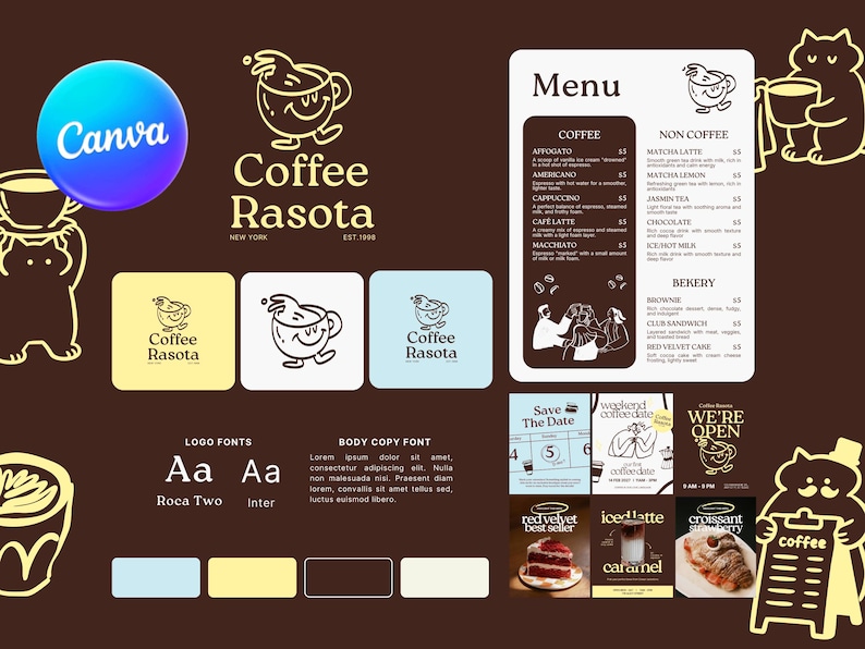 Canva Branding Package Cafe, Coffee Shop, Bakery (digital Download ...