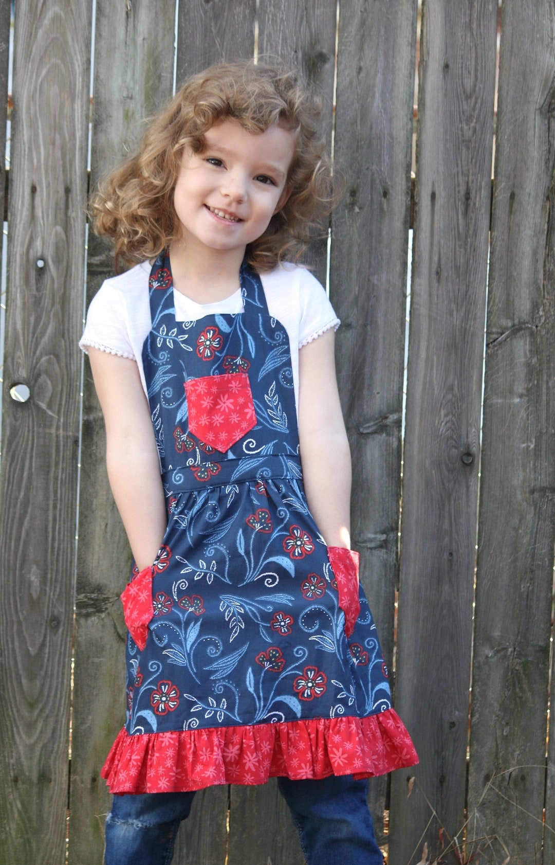 Roses Are Red, Apron is Blue /little Girl Toddler Apron/ Fits Most Age ...