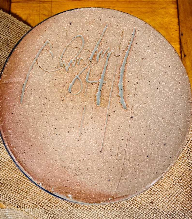 Stoneware Crock With Blue Slip Floral Decoration and Date Inscription ...