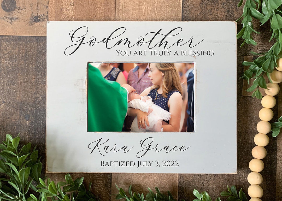 Personalized Godparent Picture Frame: Baptism Gift, Engraved Birch Wood ...