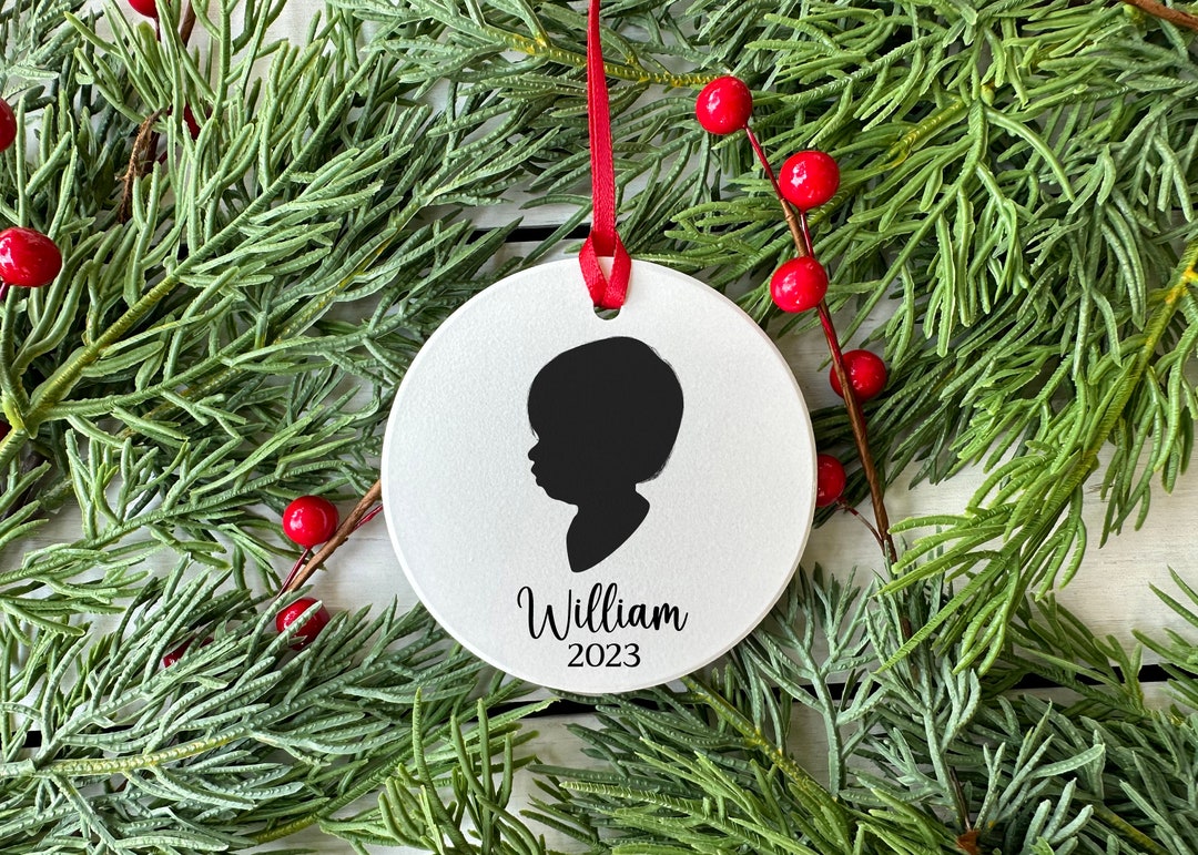 Child Silhouette Ornament, Baby's First Christmas, Personalized Kid ...