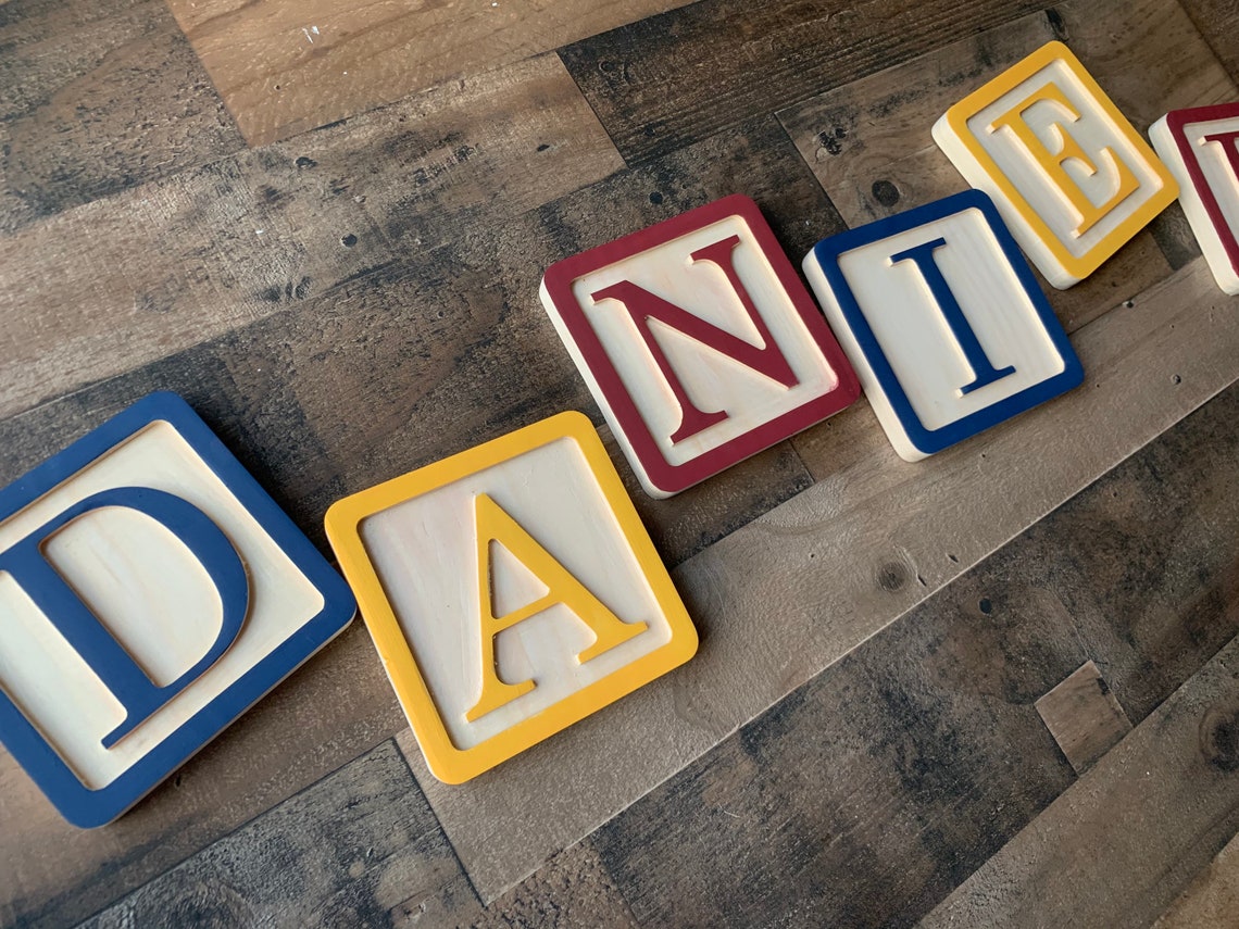 Wood Block Nursery Letters Baby Name Individual Wood | Etsy