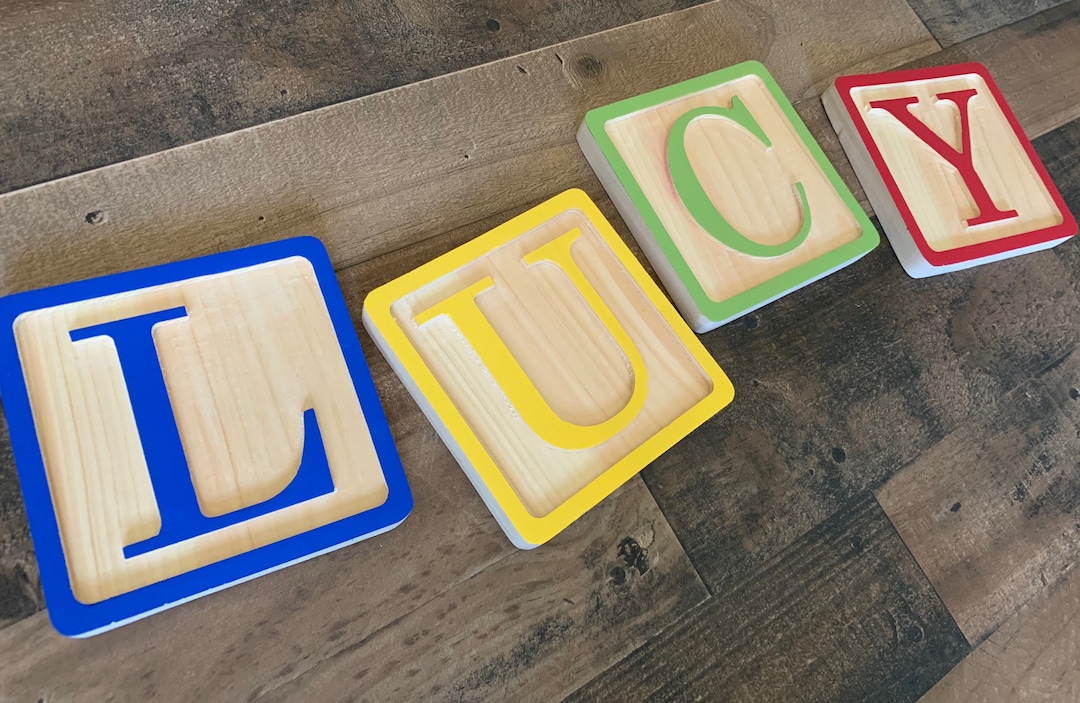 Wood Block Nursery Letters, Baby Name, Individual Wood Letters, Wooden ...