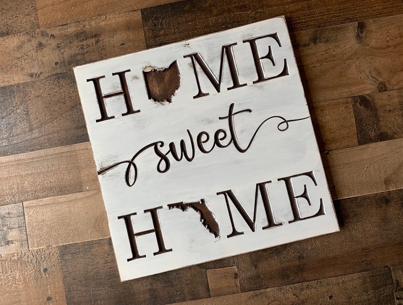 Home Sweet Home Two States Sign, Different States, Long Distance Gift ...