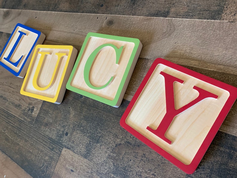 Wood Block Nursery Letters Baby Name Individual Wood - Etsy