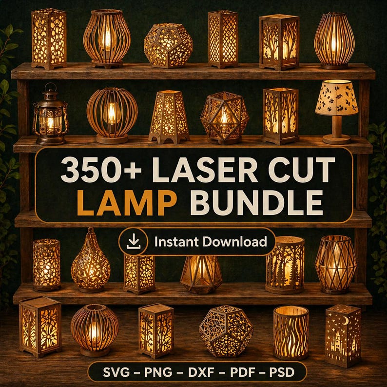350+ Laser Cut Lamp Designs | Wood Night Light Patterns (digital ...