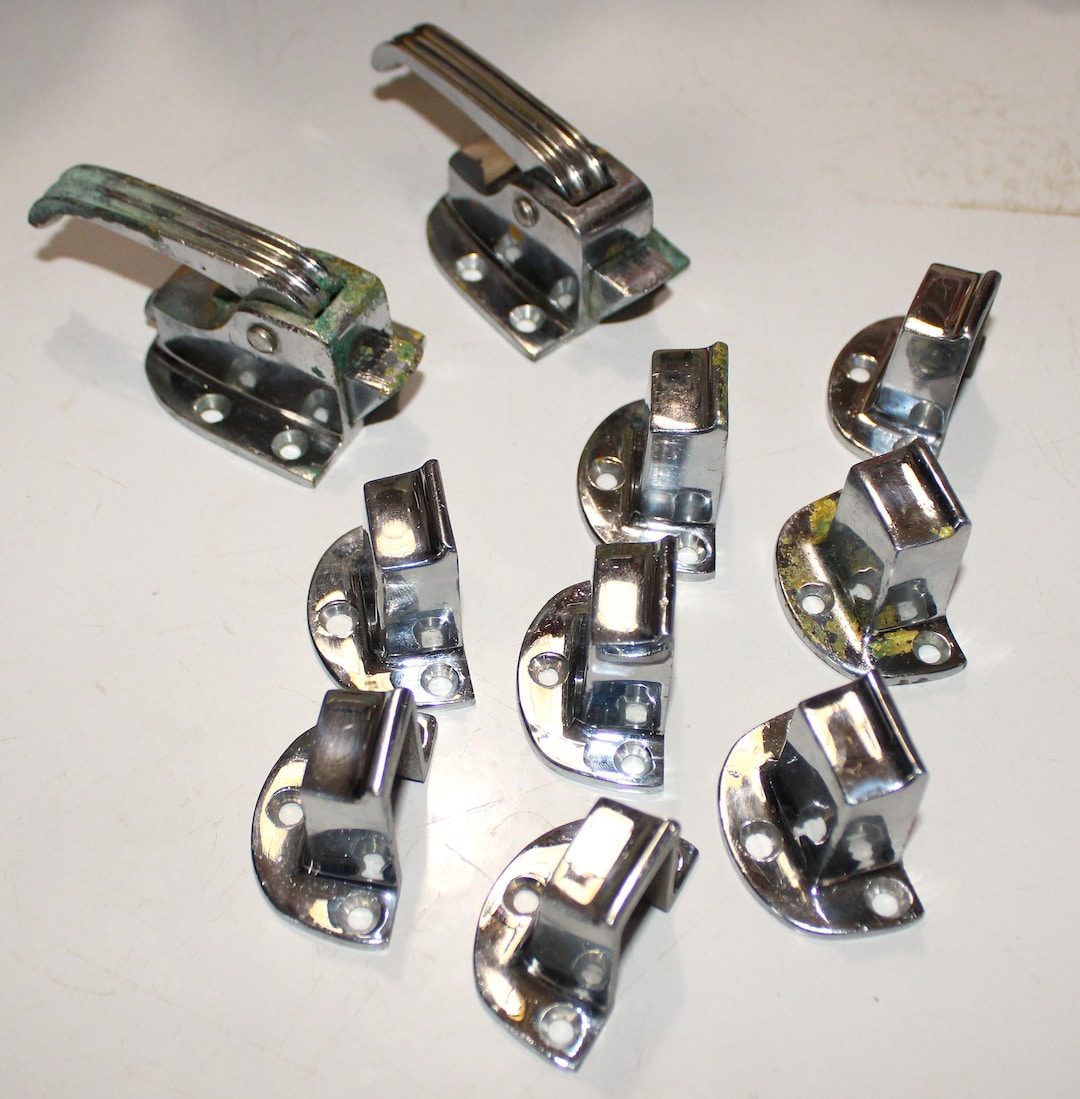 2 Art Deco Antique Refrigerator Chrome Plated Brass Spring Loaded ...