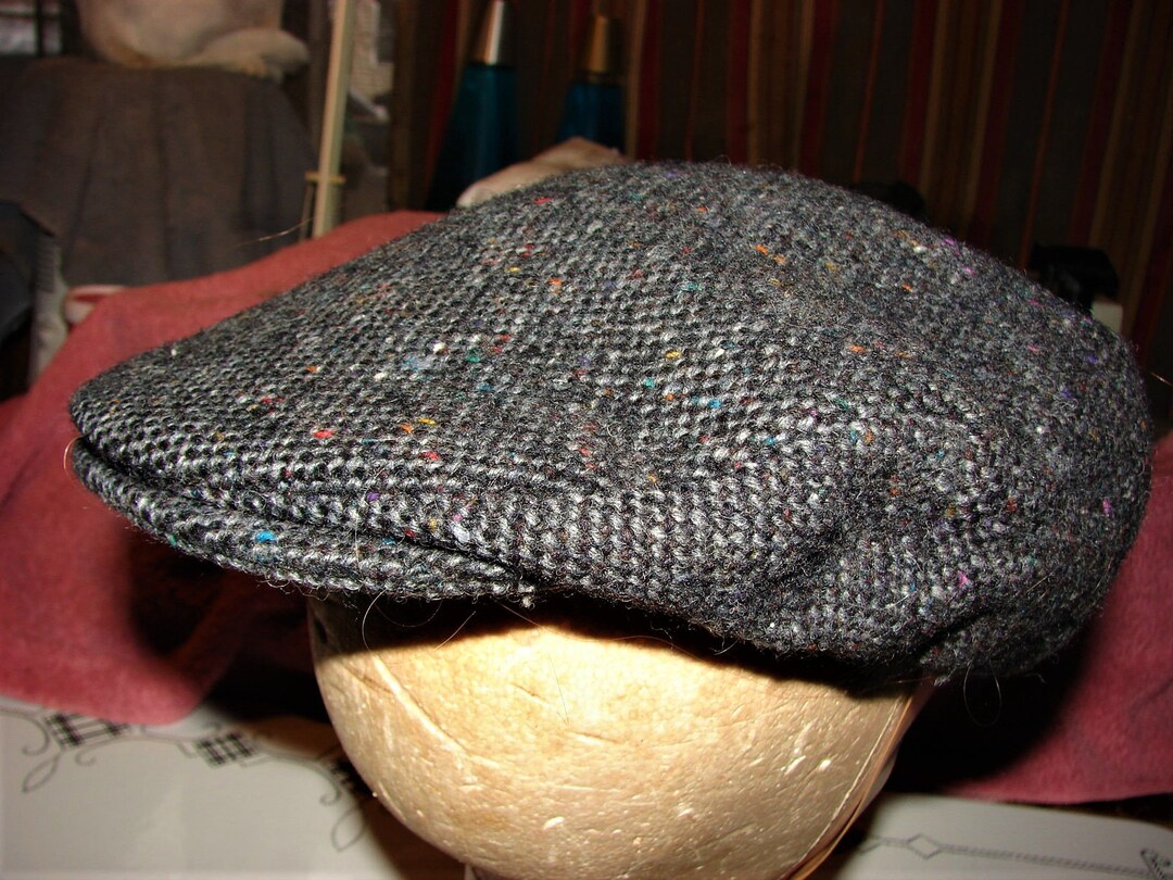 Vintage Cap Ear Flap Grey Tweed Salt and Pepper Mens Size XL Newsboy ...