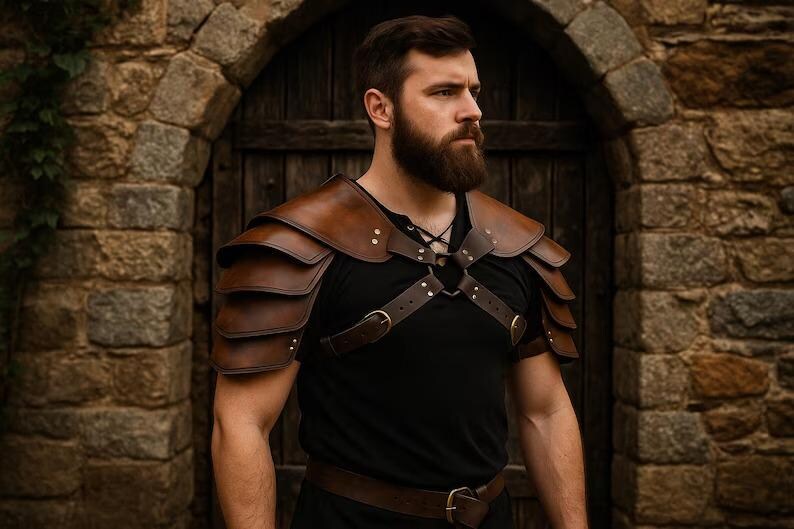 Medieval Viking Shoulder Armor, Steampunk Knight PU Leather Armor, LARP ...