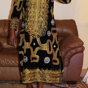Cameroon Atoghu Hand Embroidered Dress - Gold - Etsy