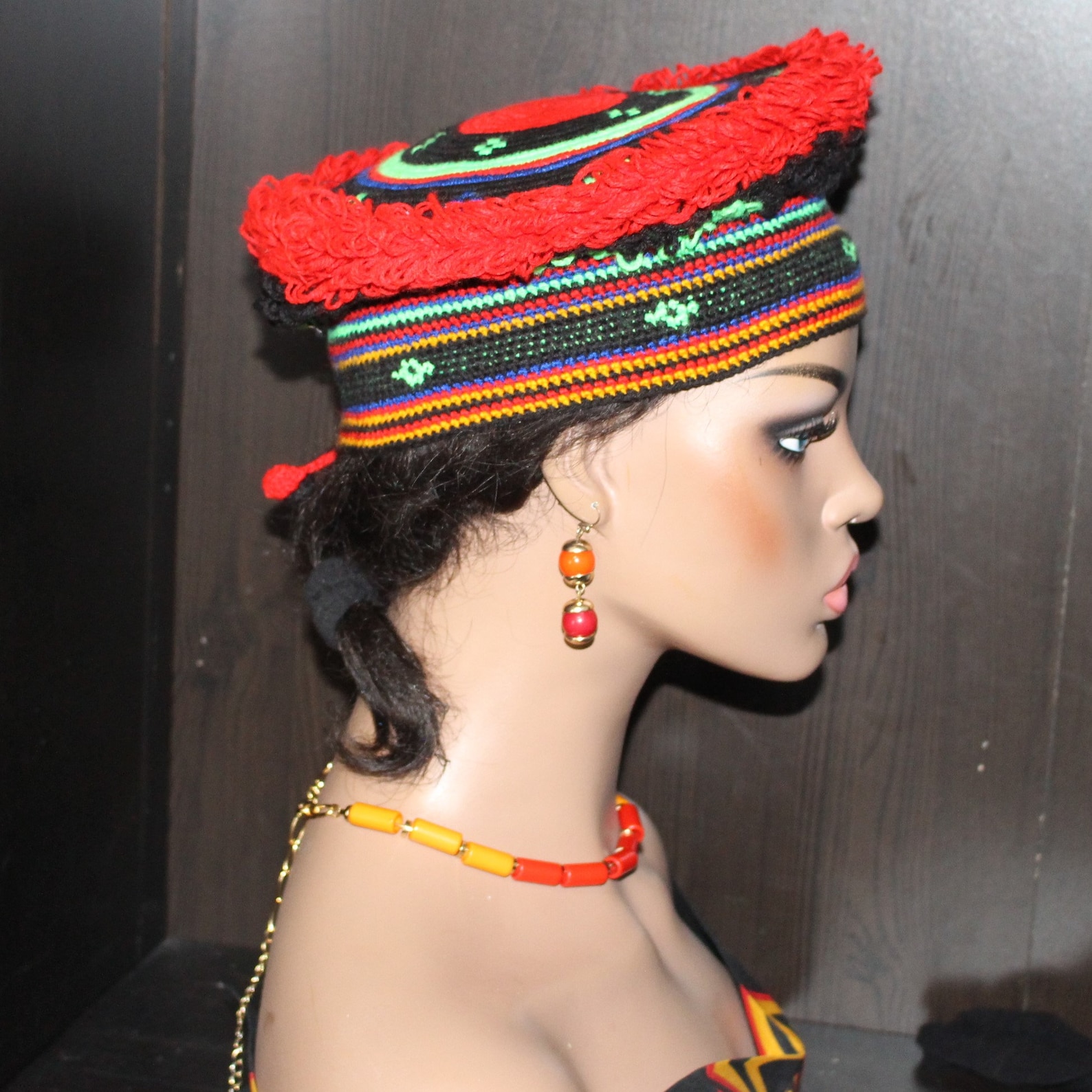 Cameroonian Hat TOGHU HAT Bamenda Hat black red green | Etsy