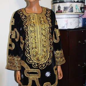 Cameroon Atoghu Hand Embroidered Dress - Gold - Etsy