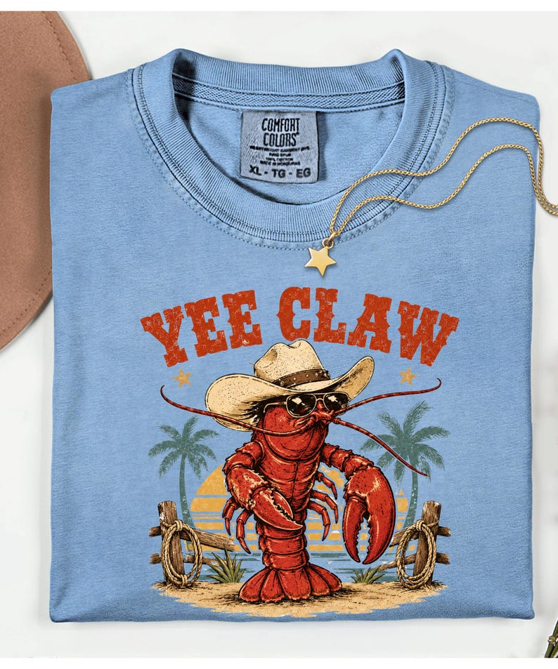 Yee Claw Cowboy Lobster Shirt | Comfort Colors Coastal Western Tee - Etsy