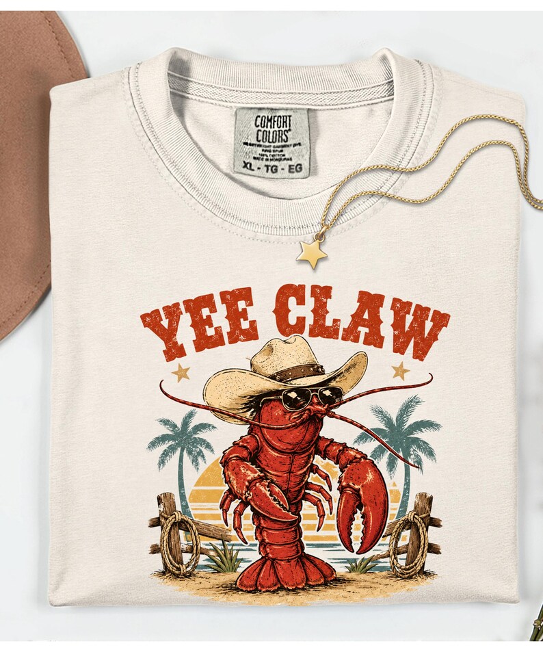 Yee Claw Cowboy Lobster Shirt | Comfort Colors Coastal Western Tee - Etsy