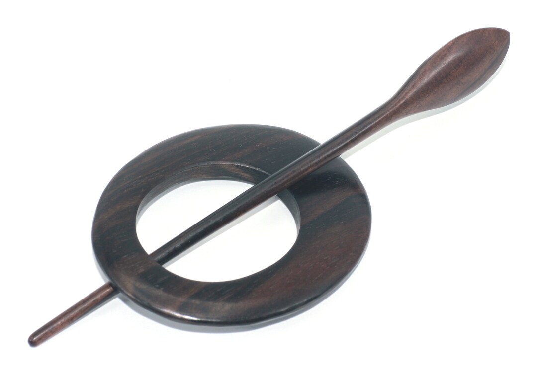 Oval Tiger Ebony Wood Scarf Pin With Stick, Scarf Buckle Shawl Pin ...