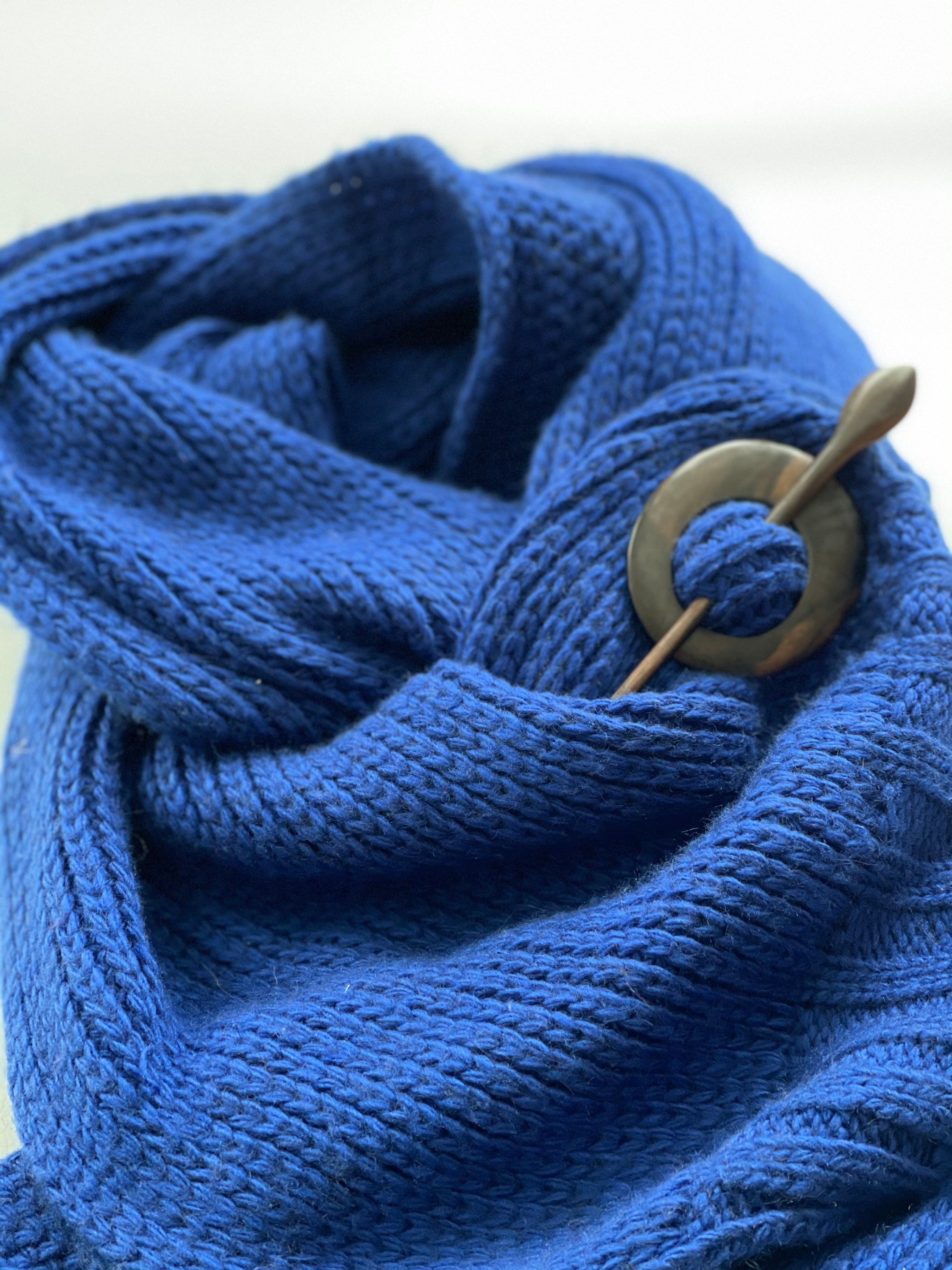 Oval Tiger Ebony Wood Scarf Pin With Stick, Scarf Buckle Shawl Pin ...