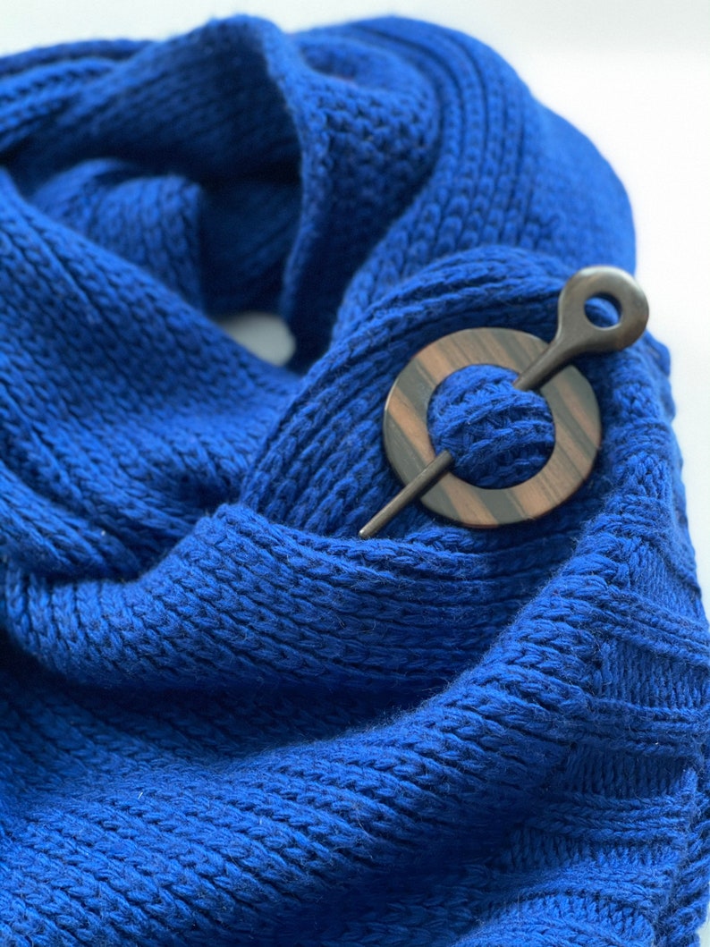 Round Tiger Ebony Wood Scarf Pin With Stick, Scarf Buckle - Etsy