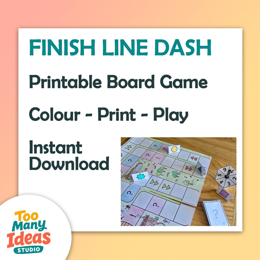Finish Line Dash Printable Board Game – Colour-in – Kids Activity ...