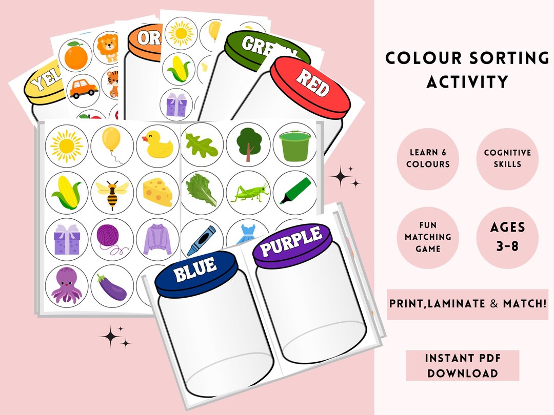 Color Sorting Activity for Toddlers, Printable Color Recognition Game ...