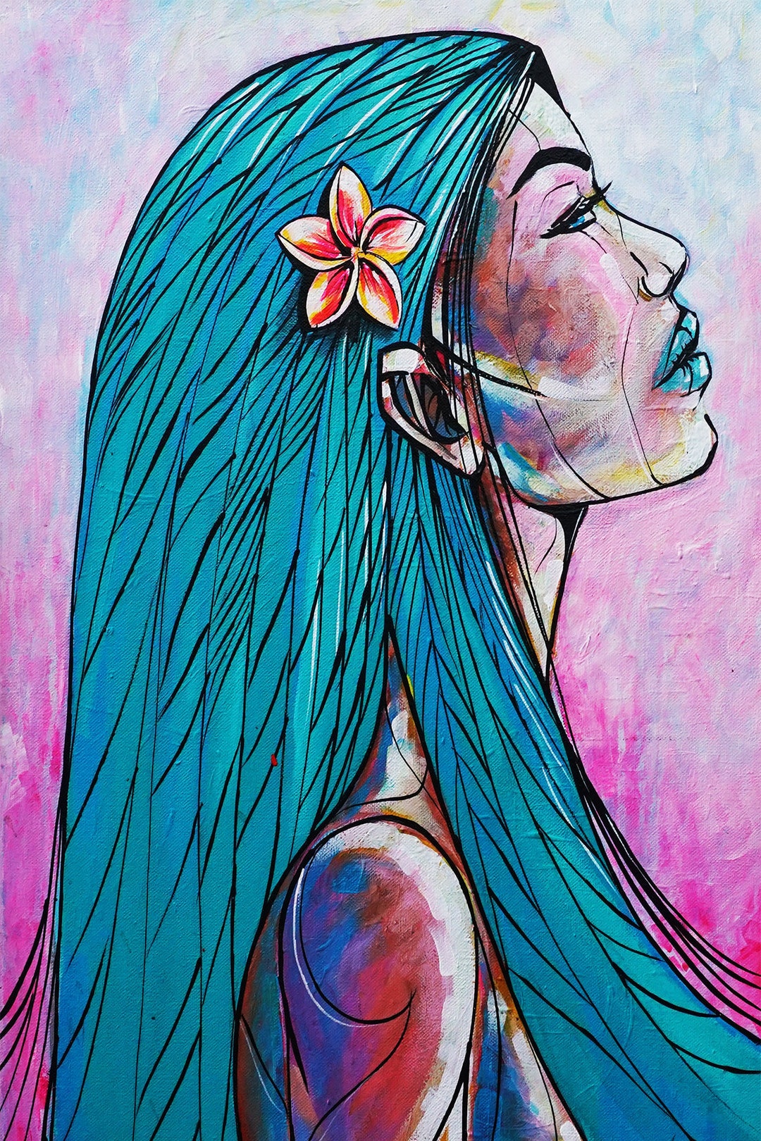 LADY FRANGIPANI Canvas Prints Original Painting - Etsy UK