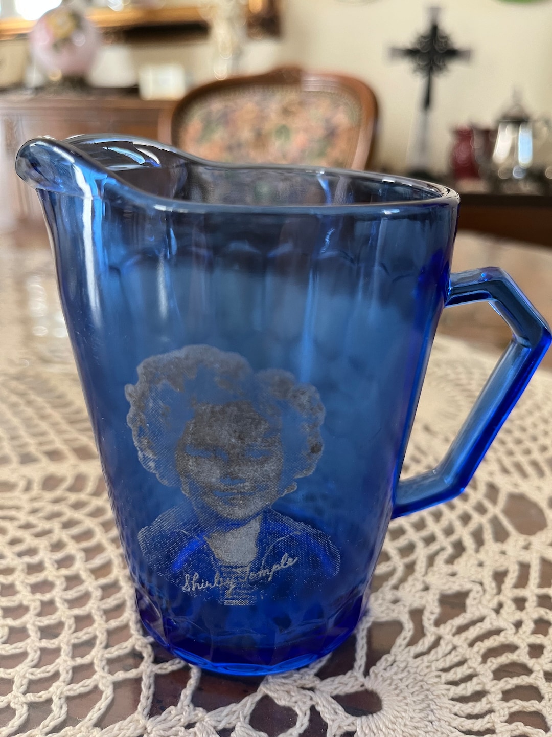 Cobalt Blue Shirley Temple Pitcher Etsy