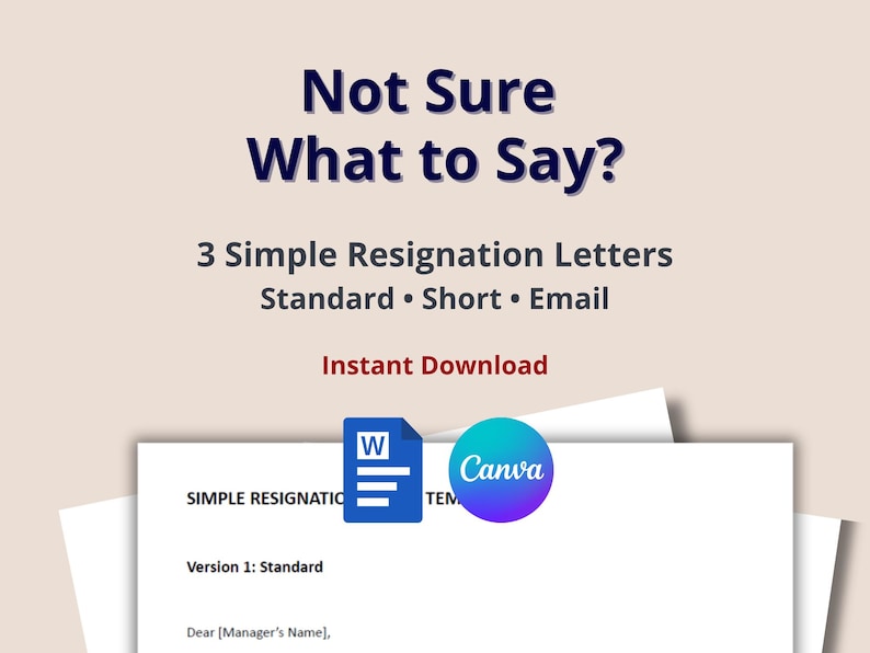 Simple Resignation Letter Template | 3 Versions (standard, Short, Email ...