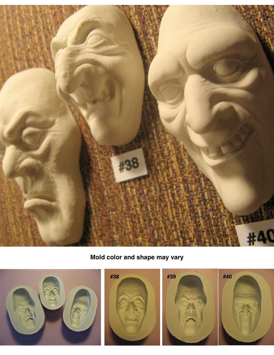 YOUR CHOICE - Flexible Silicone Mold of Doll Face Cab - Hag, Ghoul ...
