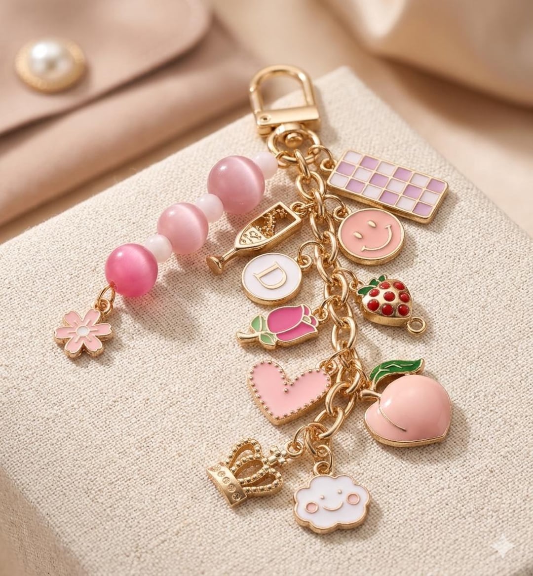 Pretty in Pink Keychain - Etsy