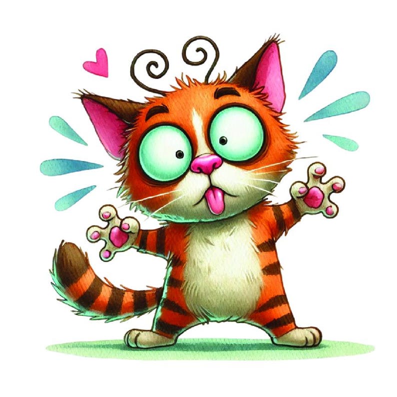 Funny Cartoon Cat Clipart Bundle | Kawaii Graphics, PNG SVG (digital ...