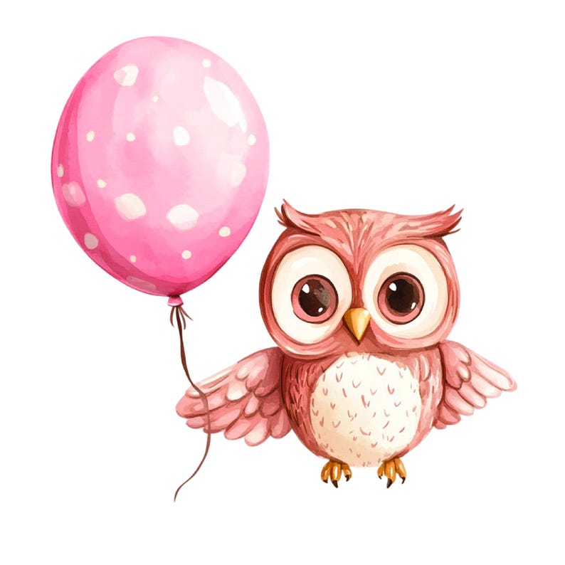 Birthday Owl Clipart Bundle | Donut, Cake, Balloon Graphics (PNG, SVG ...