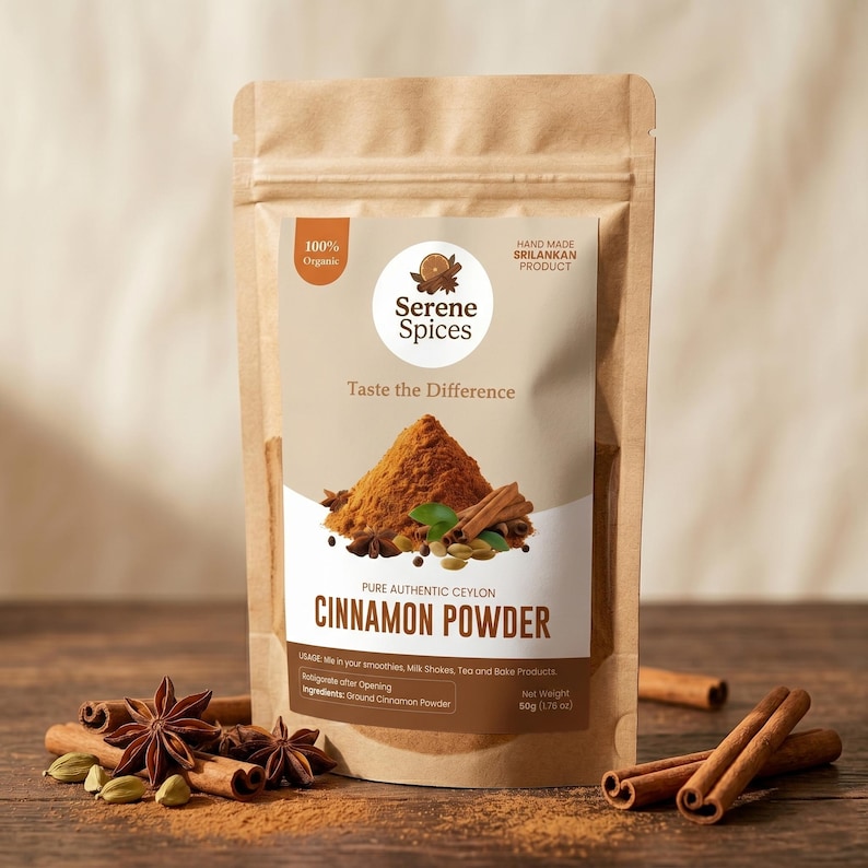 100% Organic Ceylon Cinnamon Powder | Hand-ground Sri Lankan Spice (50g ...