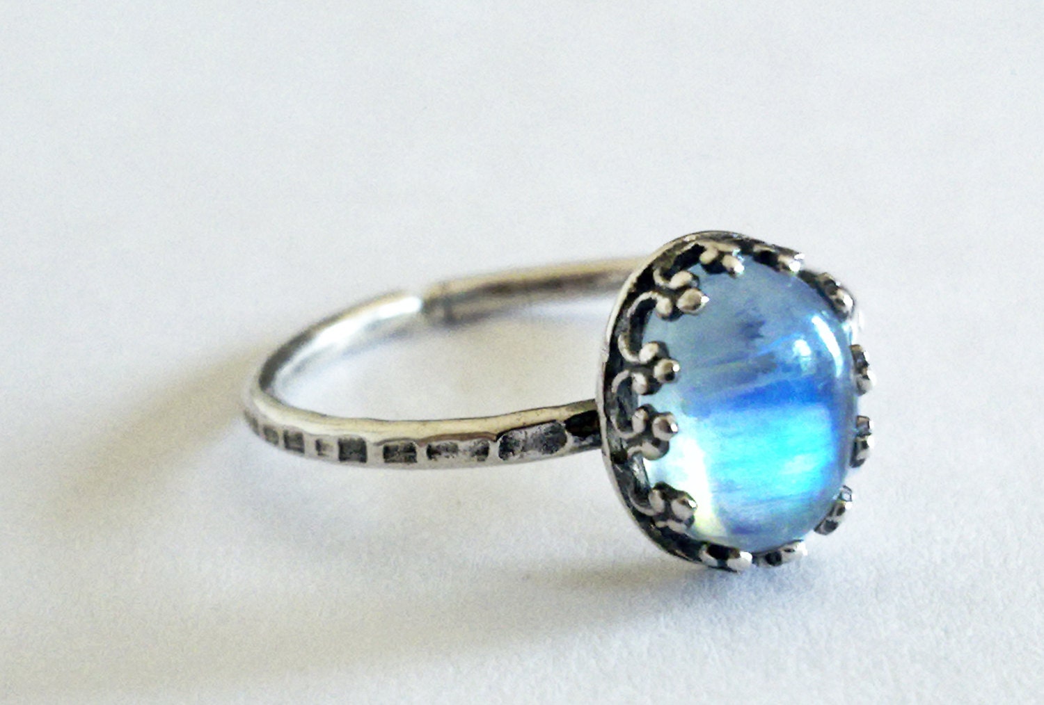 Sterling Silver Moonstone Ring Stackable Ring Victorian | Etsy