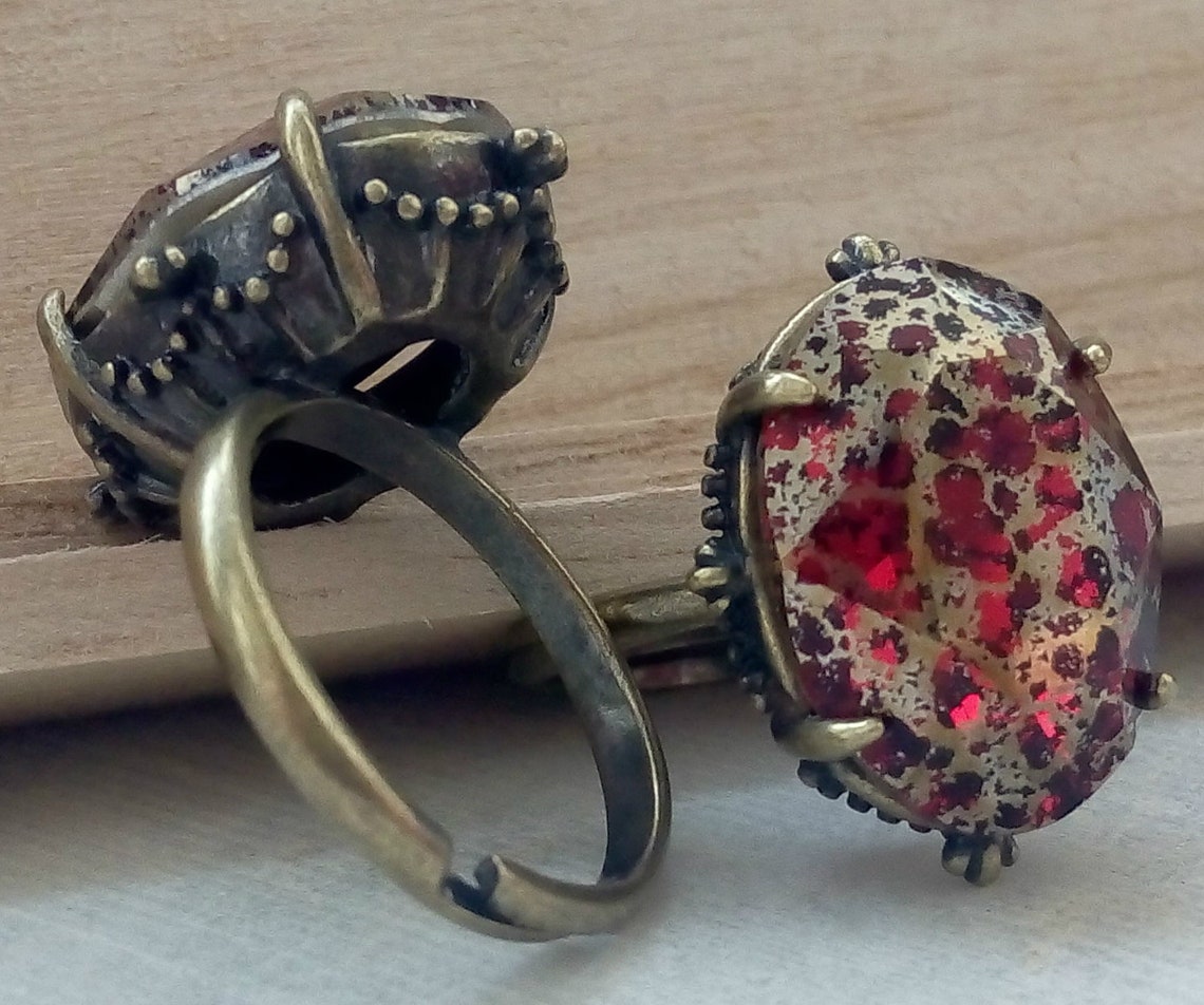 Red Vampire Gothic Ring Blood Ring Swarovski Crystal Blood | Etsy