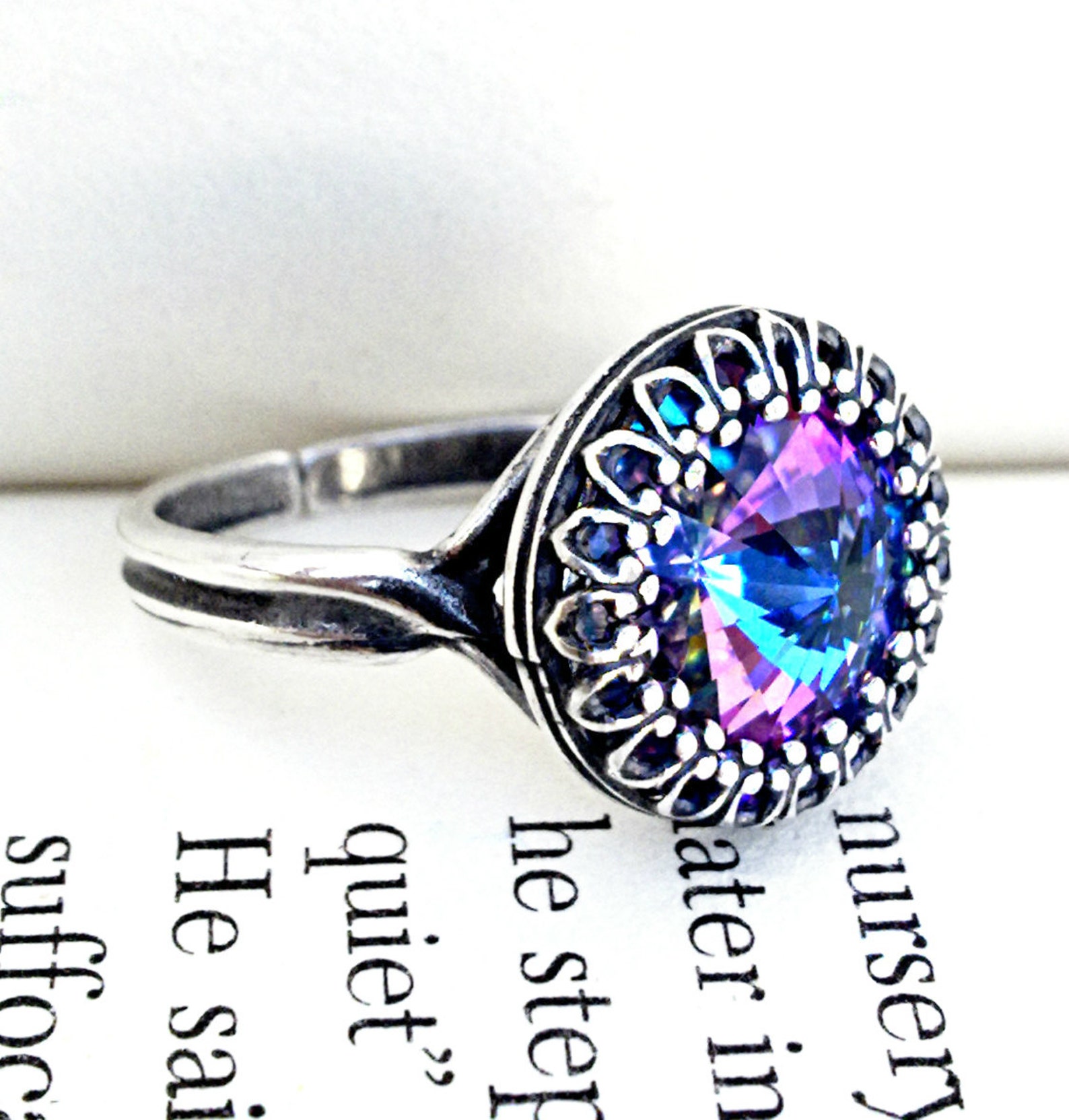 Victorian Gothic Ring Antique Silver Solitaire Ring | Etsy