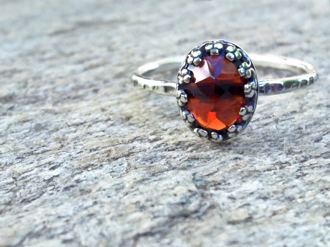 Sterling Silver Garnet Ring Red Ring Red Stone Ring Red Garnet | Etsy