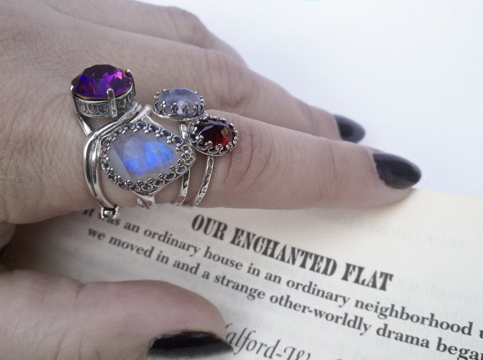 Pear Black Onyx Ring / Oxidized Sterling Silver / Faceted | Etsy