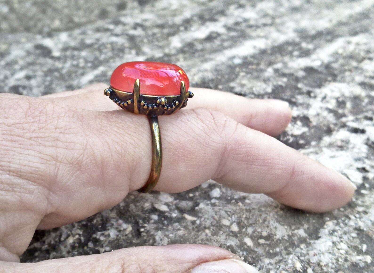 Green Stone Ring Gothic Ring Green Cocktail Ring Medieval Ring - Etsy