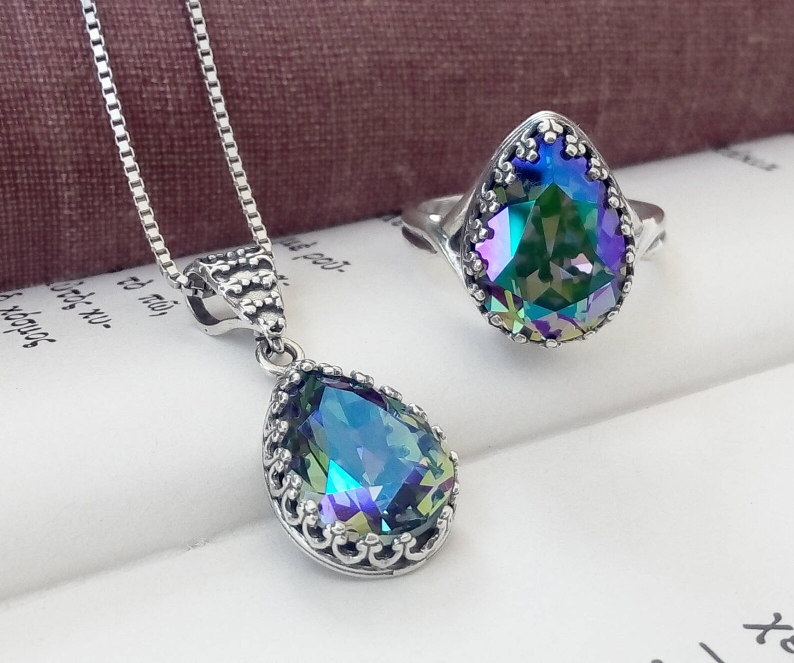 Pear Black Onyx Ring / Oxidized Sterling Silver / Faceted | Etsy