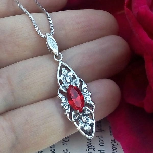 Red Crystal Pendant - Etsy
