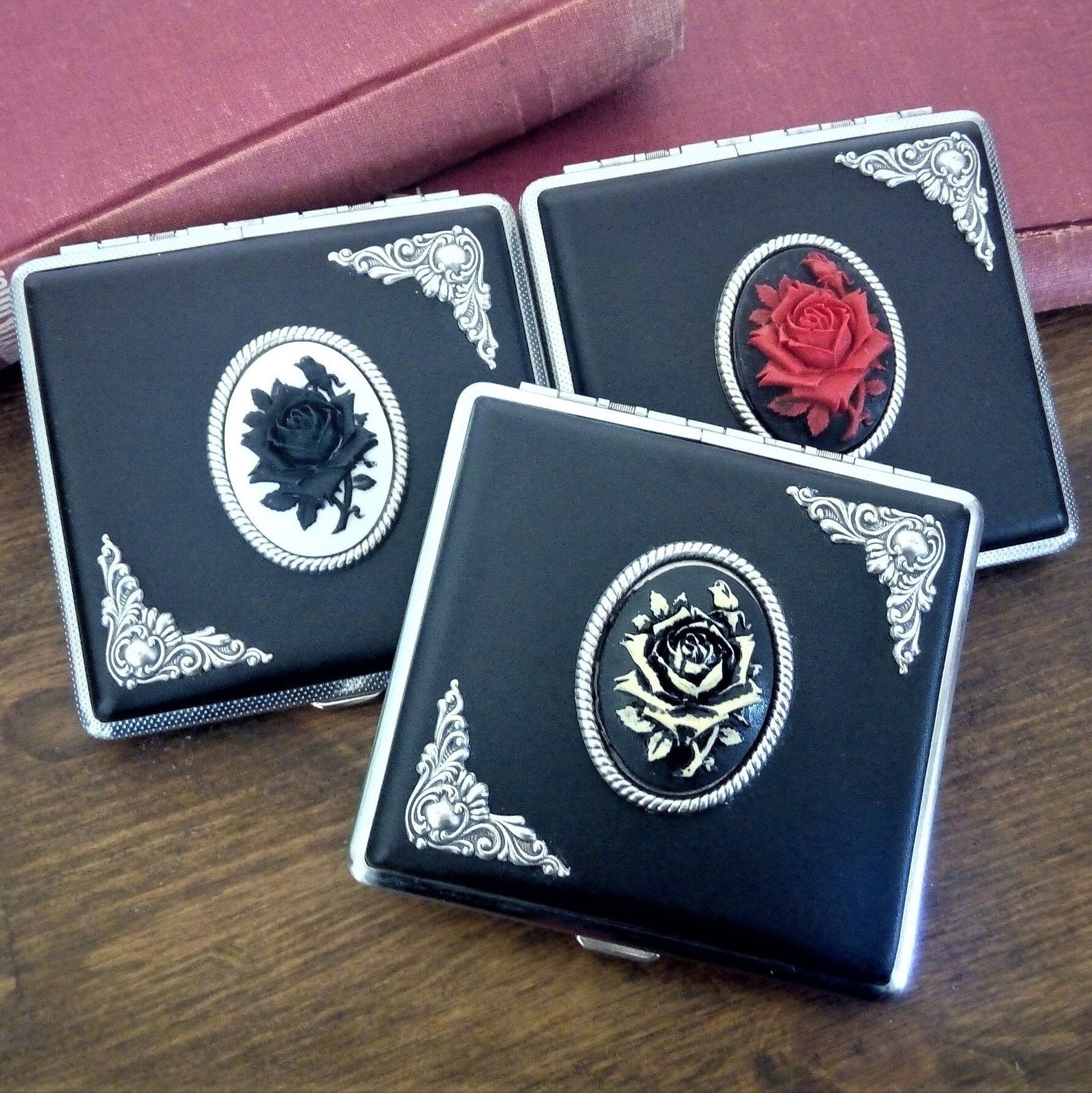 Gothic Cigarette Case Black Rose Cigarette Case Romantic - Etsy